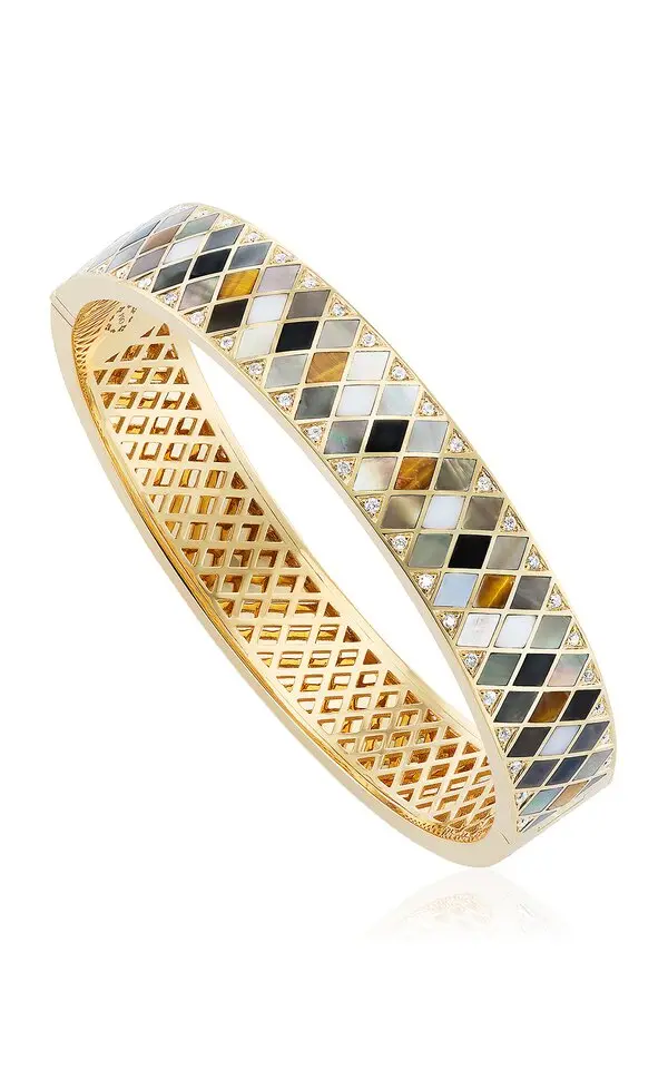 ORLY MARCEL 18k Yellow Gold Tile Inlay Bangle