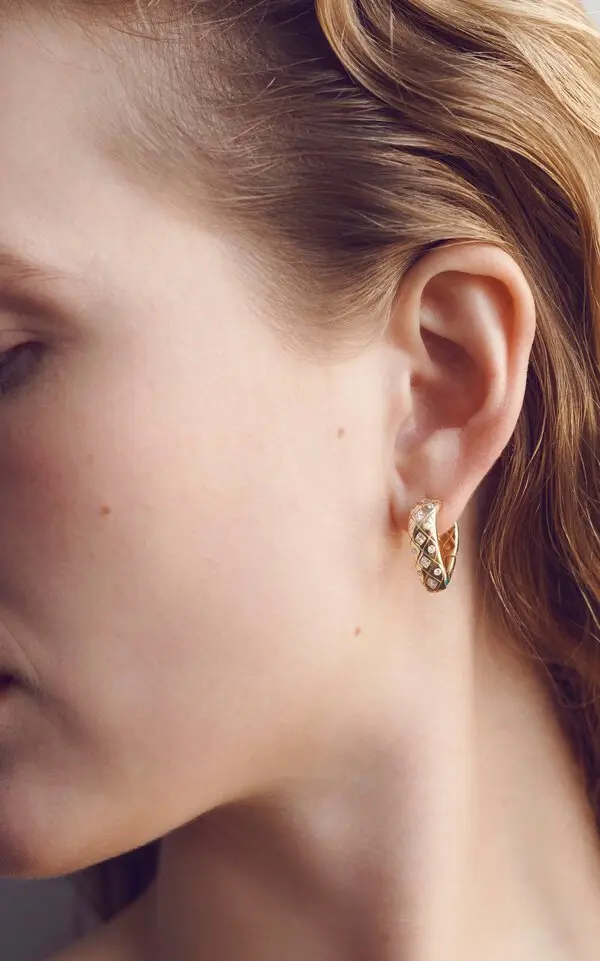 ORLY MARCEL 18k Yellow Diamond And Emerald Hoop Earrings