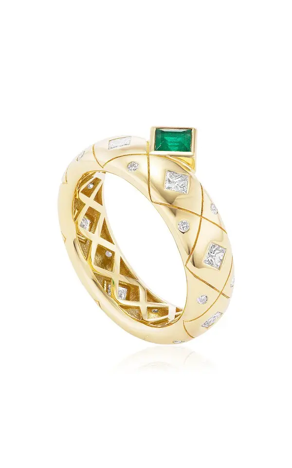 ORLY MARCEL 18k Yellow Gold Bliss Cigar Band With Emerald - Green