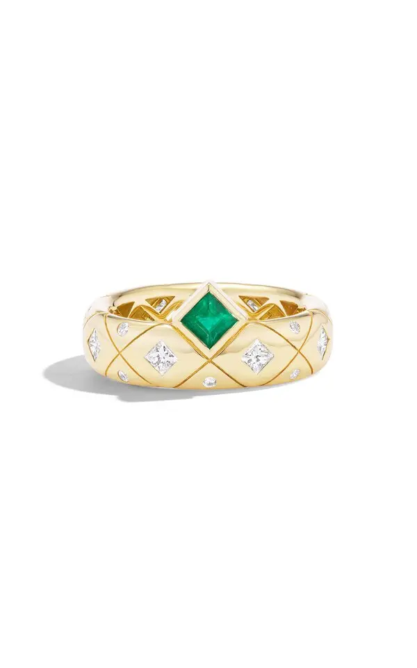 ORLY MARCEL 18k Yellow Gold Emerald Cigar Band Ring