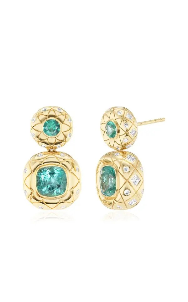 ORLY MARCEL 18k Yellow Gold Emerald Bliss Drop Earrings - Green