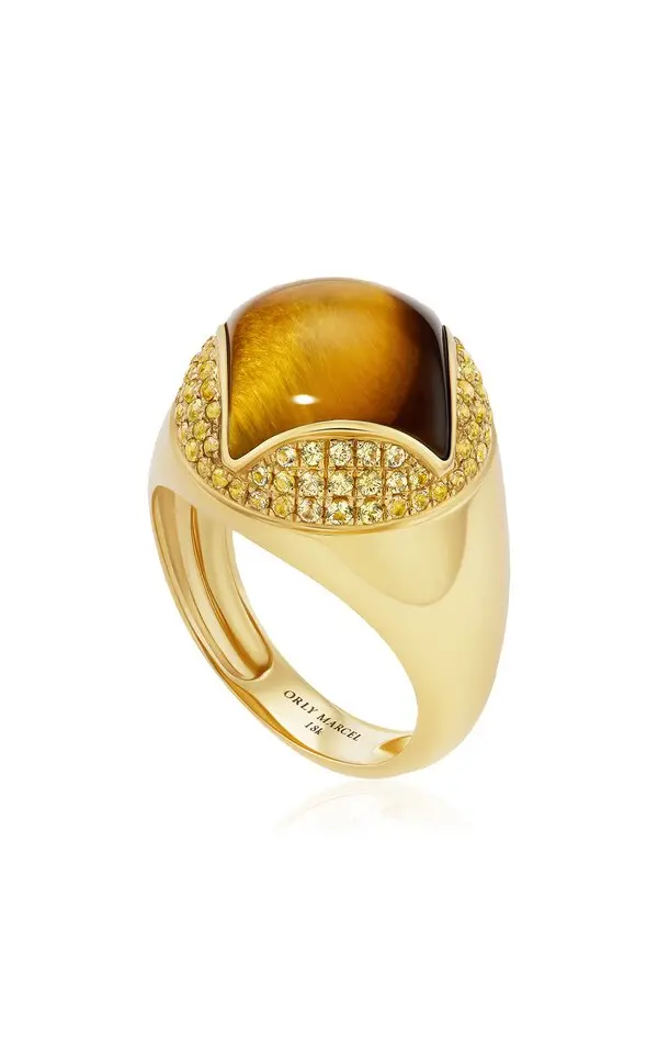 ORLY MARCEL 18k Yellow Gold Dome Cocktail Ring - Brown