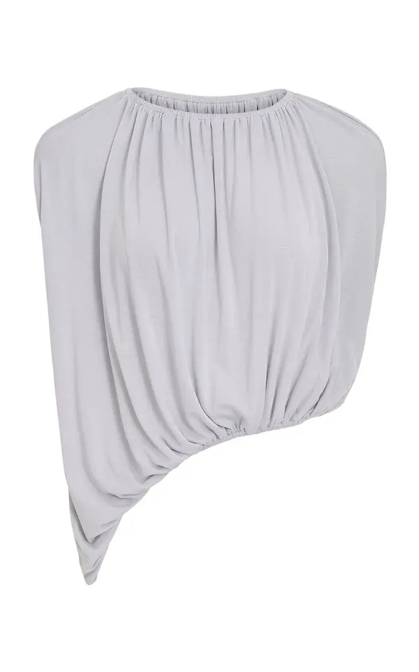 Source Unknown Rennie Gathered Jersey Top - Grey
