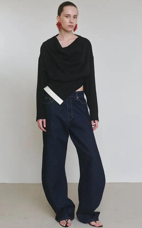 Source Unknown Amalia Draped Blouse - Black