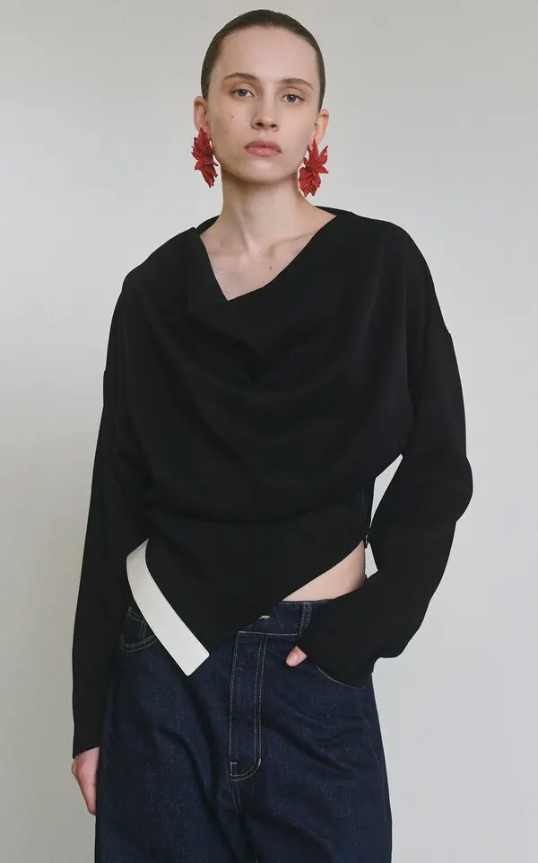 Source Unknown Amalia Draped Blouse - Black