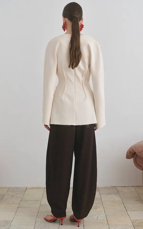 Source Unknown Solina Crepe Cowl-neck Top - White