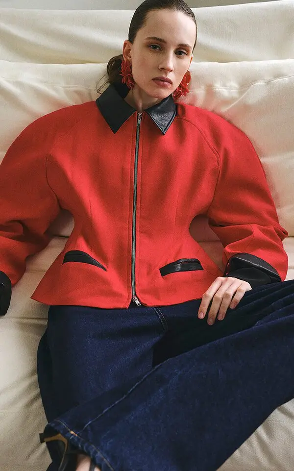Source Unknown Vastra Hourglass Work Cotton Jacket - Red