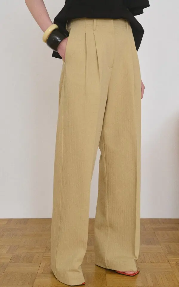 Source Unknown Cassandre Herringbone Cotton Trousers