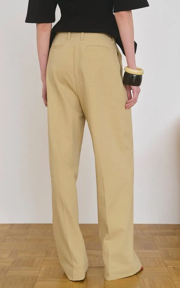 Source Unknown Cassandre Herringbone Cotton Trousers