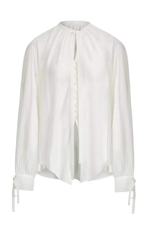 Source Unknown Veylin Chiffon Tie Cuff Top - White
