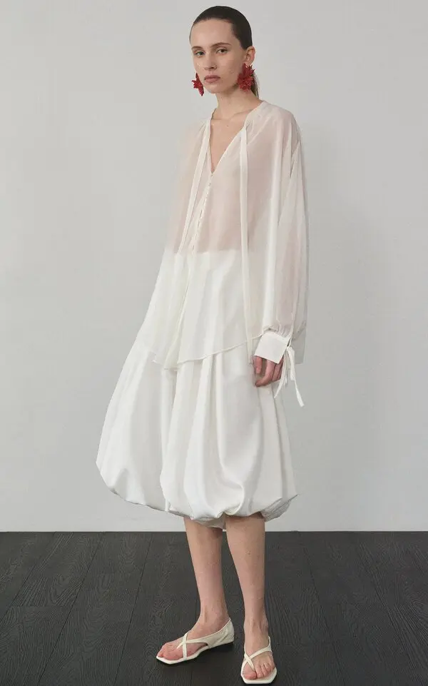 Source Unknown Veylin Chiffon Tie Cuff Top