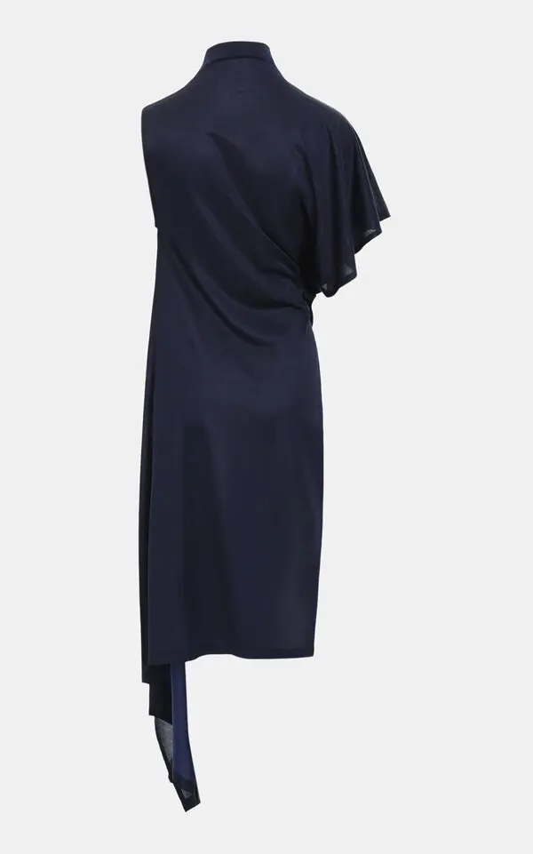 Source Unknown Livia Asymmetric Draped Top - Navy