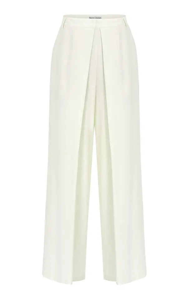 Source Unknown Leroy Box-pleat Straight Leg Trousers - White