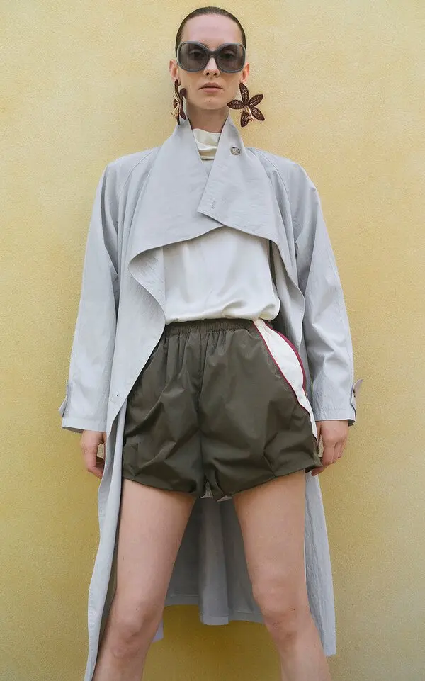 Source Unknown Cicero Funnel Neck Coat - Grey
