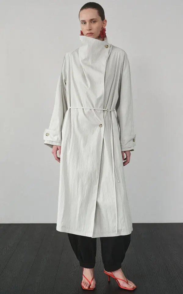 Source Unknown Cicero Funnel Neck Coat - Grey