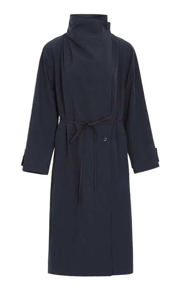 Source Unknown Cicero Funnel Neck Coat - Navy