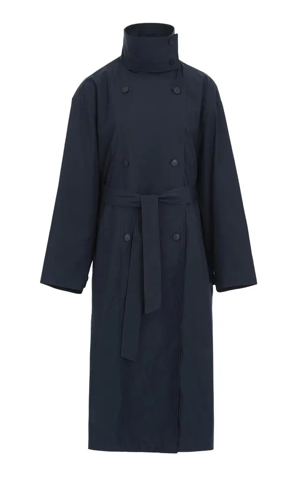 Source Unknown Helga Double Layer Cotton-blend Trench Coat - Navy