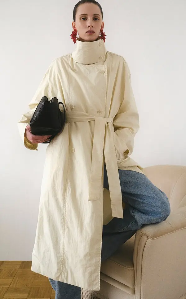 Source Unknown Helga Double Layer Cotton-blend Trench Coat - White
