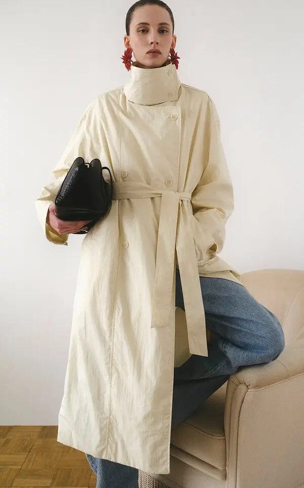 Source Unknown Helga Double Layer Cotton-blend Trench Coat - White