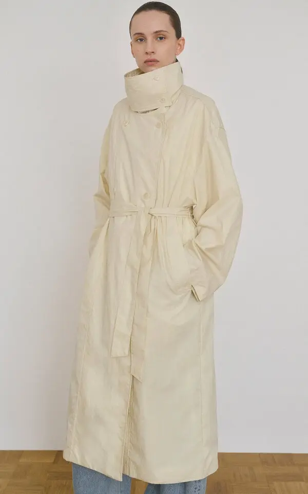 Source Unknown Helga Double Layer Cotton-blend Trench Coat - White