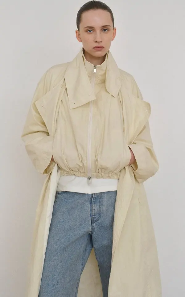 Source Unknown Helga Double Layer Cotton-blend Trench Coat - White