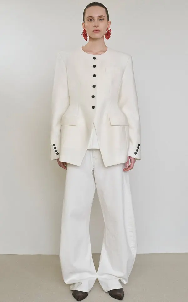 Source Unknown Adine Hourglass Blazer - White