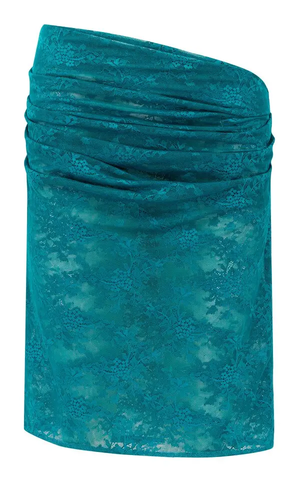 Alex Perry Tucked Sheer Stretch Lace Mini Skirt - Blue