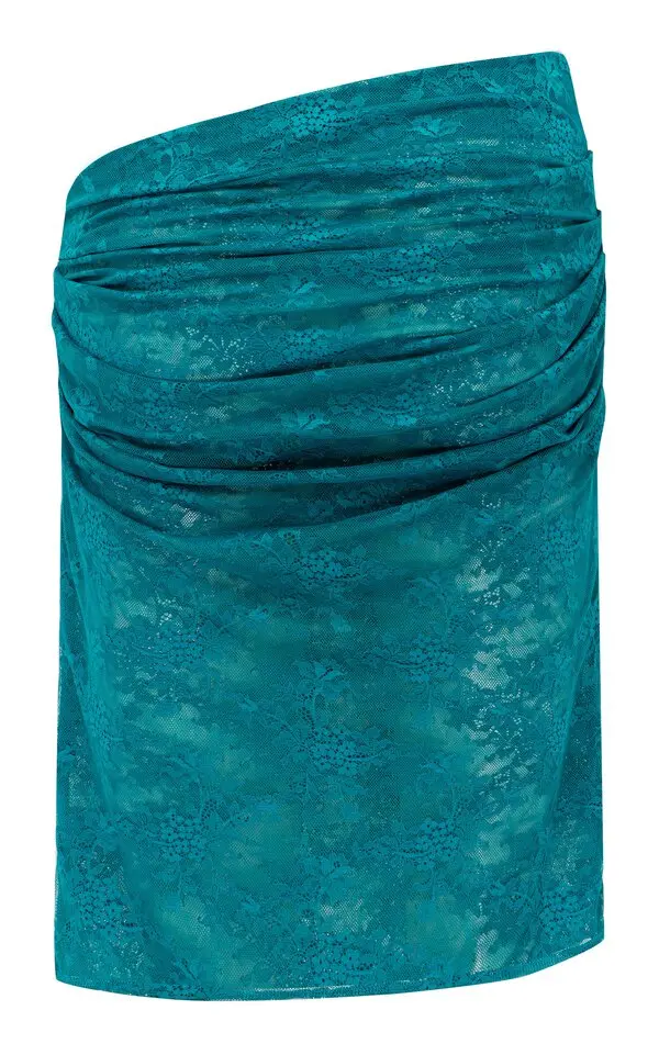 Alex Perry Tucked Stretch Lace Mini Skirt - Blue