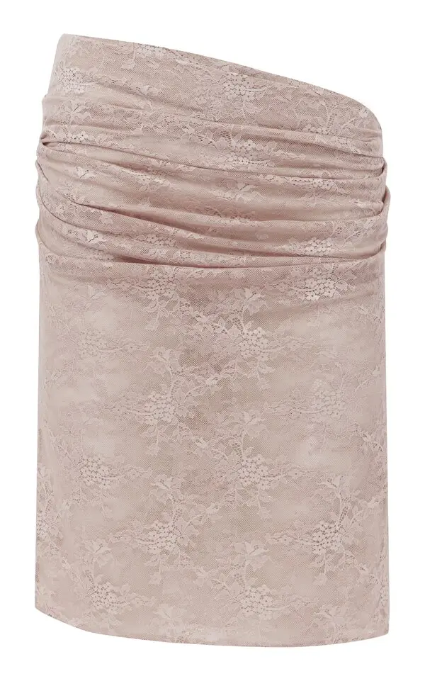 Alex Perry Tucked Sheer Stretch Lace Mini Skirt - Light Pink