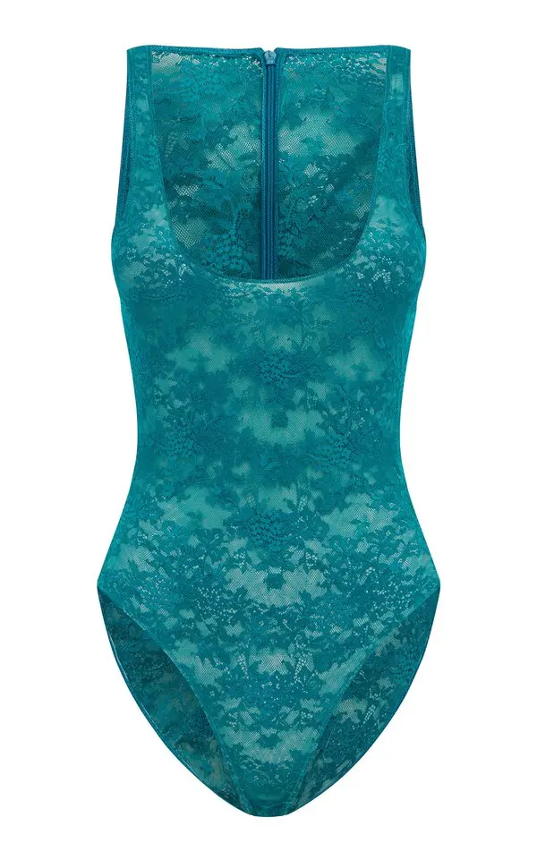 Alex Perry Singlet Sheer Stretch Lace Bodysuit - Blue