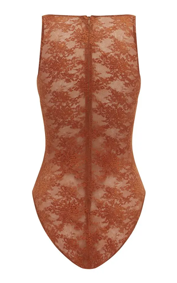 Alex Perry Singlet Sheer Stretch Lace Bodysuit - Orange