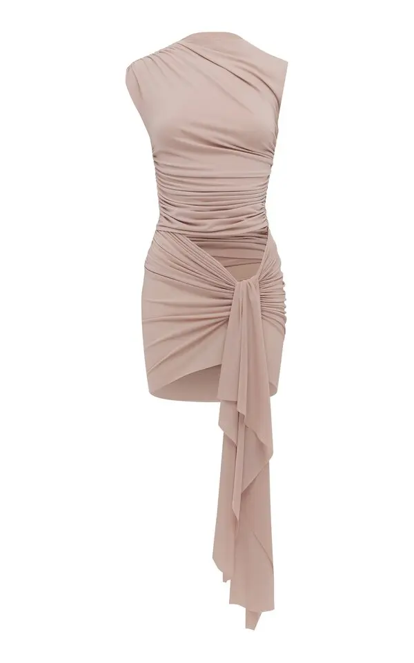 Alex Perry Sleeveless Draped Crepe Jersey Mini Dress - Light Pink