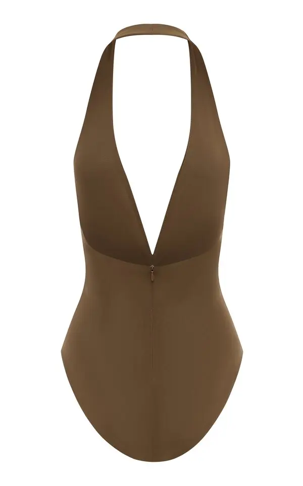 Alex Perry Halter Ruched Powermesh Bodysuit
