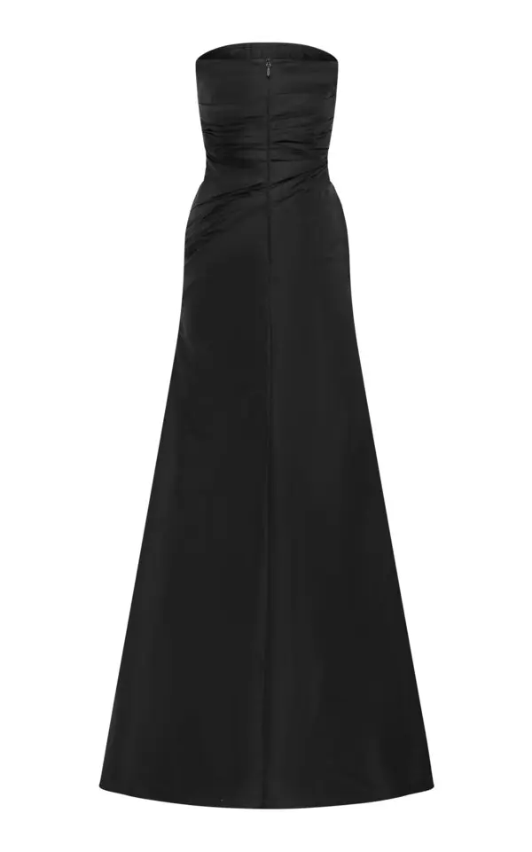 Alex Perry Strapless Tucked Split Taffeta Gown