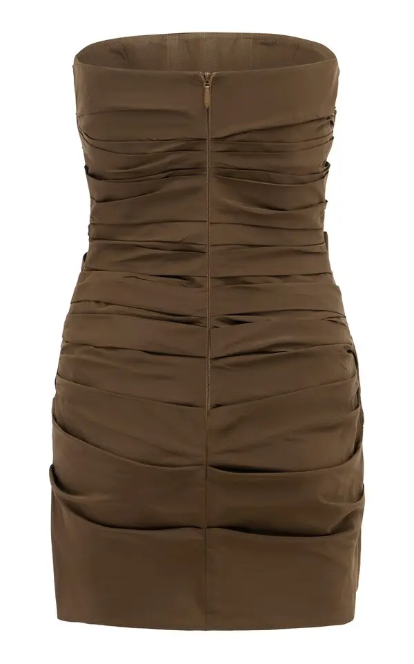 Alex Perry Strapless Tucked Taffeta Mini Dress