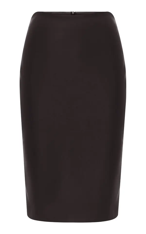 Alex Perry Leather Midi Skirt - Black