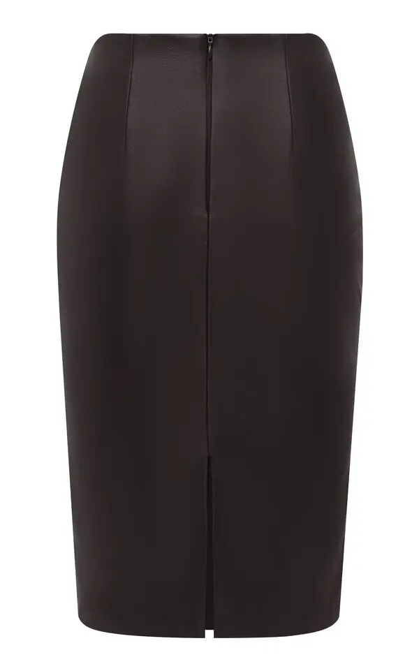 Alex Perry Leather Midi Skirt