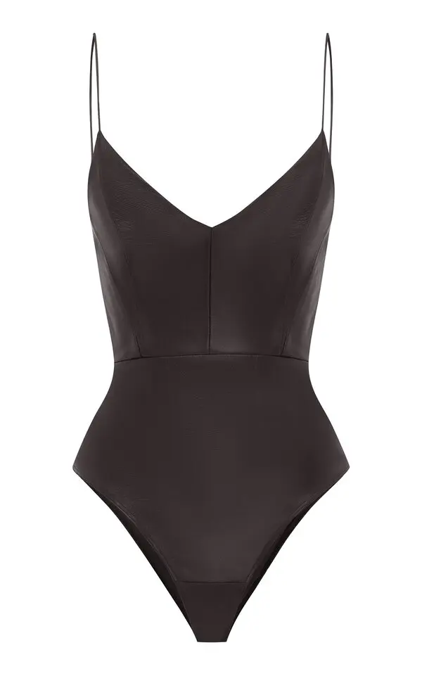 Alex Perry Bikini Leather Bodysuit - Black