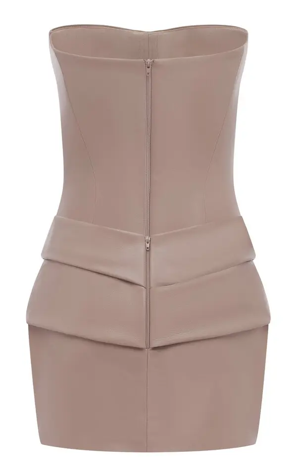 Alex Perry Longline Cupped Leather Mini Dress