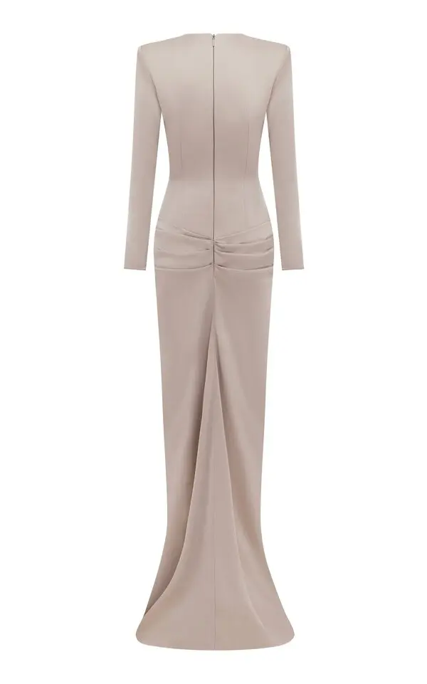 Alex Perry Long Sleeve Draped Gown