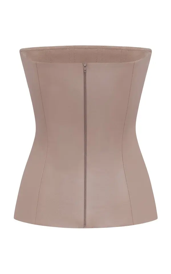 Alex Perry Strapless Longline Leather Corset Top