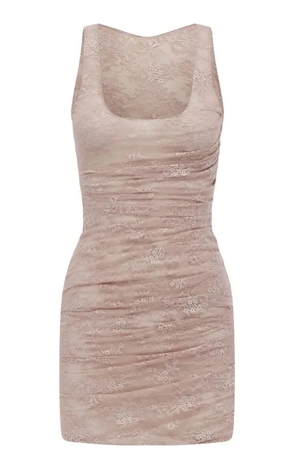 Alex Perry Singlet Sheer Stretch Lace Mini Dress - Light Pink