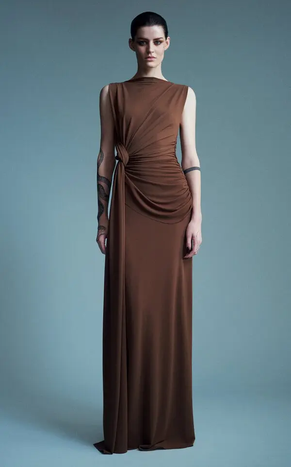 Alex Perry Sleeveless Twist Gown In Crepe Jersey