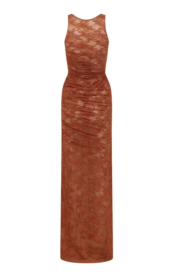 Alex Perry Singlet Sheer Stretch Lace Column Maxi Dress