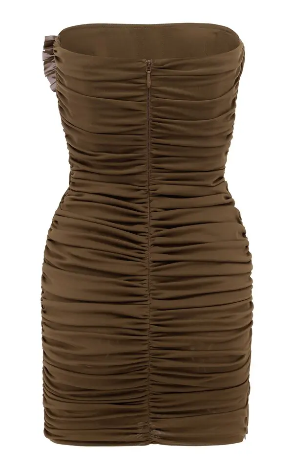 Alex Perry Strapless Ruffle Powermesh Mini Dress