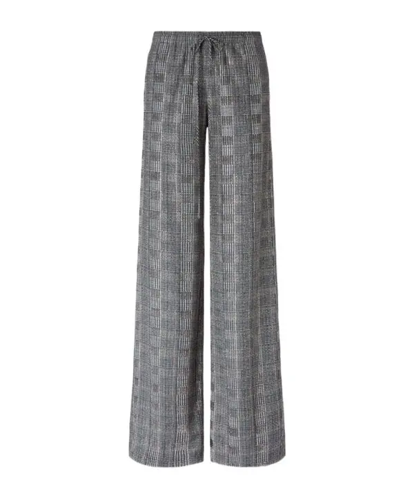 Ermanno Scervino Relaxed Tailored Trousers In Prince Of Wales-print Marocain With Crystals - St.galles