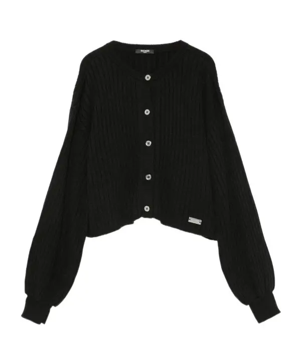 Balmain Ribbed-knit Buttoned Cardigan - Black