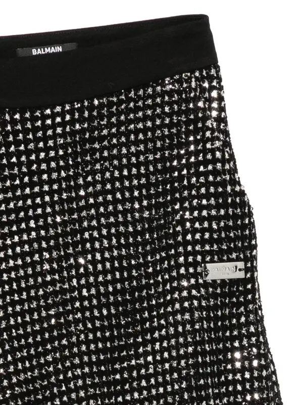 Balmain Sequin-embellished Logo-plaque Shorts