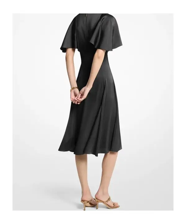 Michael Kors Cape Sleeve Satin Midi Dress