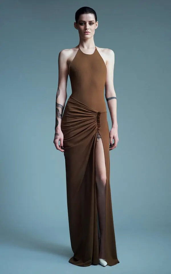 Alex Perry Ruched Powermesh Maxi Skirt